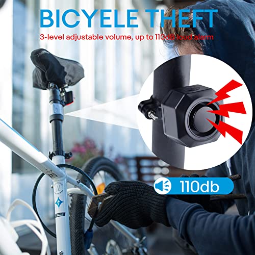 NineLeaf Anti-Theft Bike Alarm with Mount, USB C Rechargeable 110dB Burglar Vibration Motorcycle Bicycle Alarm Security System Waterproof Cycle Mobility Scooter Alarm with Remote