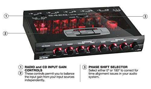 Sound Storm Laboratories S4EQ 4 Band Pre Amp Car Equalizer with Gold Plated Front Rear and Subwoofer Outputs