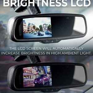 Master Tailgaters 8" OEM Frameless Rear View Mirror with 7" LCD Screen | Rearview Universal Fit Mount | 4 Video Inputs | Auto Adjusting Brightness LCD | Anti Glare | Full Original Mirror Replacement