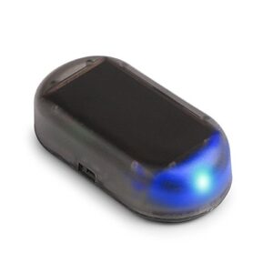 solar power dummy car alarm blue led light simulate imitation security system warning anti-theft flash blinking lamp