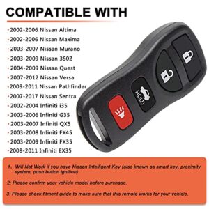 SaverRemotes for 2002-2006 Nissan Altima Maxima Keyless Entry Remote Control Car Key Fob Replacement for KBRASTU15 (Pack of 2)