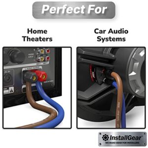 InstallGear 14 Gauge AWG 100ft Speaker Wire True Spec and Soft Touch Cable - Blue/Black (Great Use for Car Speakers Stereos, Home Theater Speakers, Surround Sound, Radio)