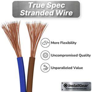 InstallGear 14 Gauge AWG 100ft Speaker Wire True Spec and Soft Touch Cable - Blue/Black (Great Use for Car Speakers Stereos, Home Theater Speakers, Surround Sound, Radio)