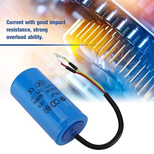 Vikye CD60 Run Capacitor 250V AC 150uF 50/60Hz Run Round Capacitor with Wire for Motor Air Compressor, Air Conditioners, Compressors and Motors