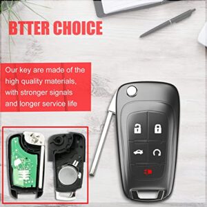 Replacement for New Keyless Entry Remote Fob 5 Button Flip Car Key Fob Select Chevy Impala Malibu Cruze Equinox 2010-2017 and Other Vehicles That Use FCCID: OHT01060512 V2T01060514