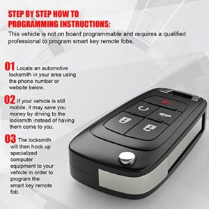 Replacement for New Keyless Entry Remote Fob 5 Button Flip Car Key Fob Select Chevy Impala Malibu Cruze Equinox 2010-2017 and Other Vehicles That Use FCCID: OHT01060512 V2T01060514