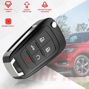 Replacement for New Keyless Entry Remote Fob 5 Button Flip Car Key Fob Select Chevy Impala Malibu Cruze Equinox 2010-2017 and Other Vehicles That Use FCCID: OHT01060512 V2T01060514