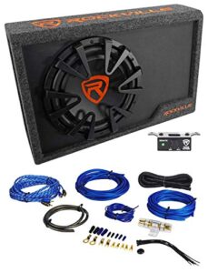 rockville rws12ca slim 1200 watt 12″ powered car subwoofer enclosure + wire kit