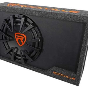 Rockville RWS12CA Slim 1200 Watt 12" Powered Car Subwoofer Enclosure + Wire Kit