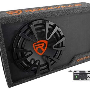 Rockville RWS12CA Slim 1200 Watt 12" Powered Car Subwoofer Enclosure + Wire Kit