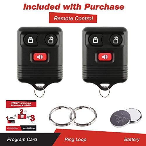 2 Keyless Option Replacement Keyless Entry Remote Control Key Fob Clicker Transmitter 3 Button - Black