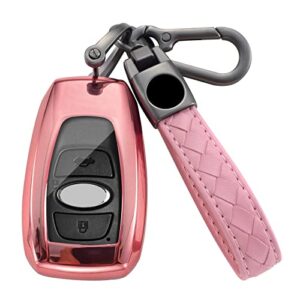 amebom compatible with subaru key fob cover,fob cover case for forester crosstrek outback wrx ascent brz impreza legacy smart key, e-(pink)