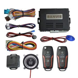 banvie ① car keyless entry security alarm system + ② remote engine starter + ③ push to start stop iginition kit button