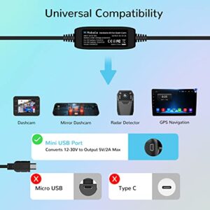 Hobele Dash Cam Acc Hardwire Kit Cable Mini USB,12-24V to 5V Step-Down Line,Low Power Protection,Can Realize 24-Hour Parking Monitoring of Cars Camera