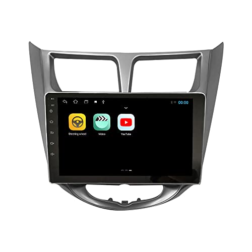 Android 10 Autoradio Car Navigation Stereo Multimedia Player GPS Radio 2.5D Touch Screen forHyundai Verna/Accent/Solaris 2010-2016 Silver Quad Core 1GB Ram 16GB ROM