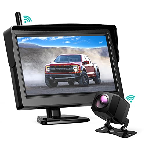 Nuoenx Wireless Backup Camera, 4.3 Inch Monitor Rear View Camera System for Cars, Trucks, RV, Trailers, 2 Mounting Brackets, IP69 Waterproof 152° View Camera, Stable Wireless Signal, Easy Installation