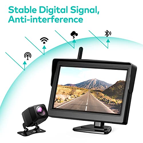 Nuoenx Wireless Backup Camera, 4.3 Inch Monitor Rear View Camera System for Cars, Trucks, RV, Trailers, 2 Mounting Brackets, IP69 Waterproof 152° View Camera, Stable Wireless Signal, Easy Installation