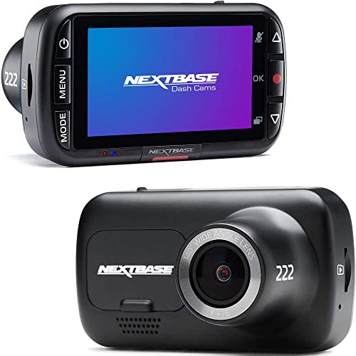 Nextbase 222 Dash Cam 1080p HD in Car Camera with Parking Mode, Night Vision, Automatic Loop Recording and Shock Sensor Protection, Reliable and Durable