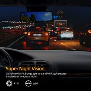 2.5K WiFi Dash Cam Front, 1440P QHD Dash Camera for Cars with Super Night Vision, Parking Mode, 3" Display, 170° View Angle, App Control, G Sensor, 32G SD Card (Max Support 128GB)