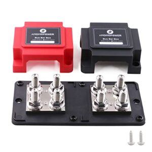 t tocas heavy duty 400abus bar power distribution block ground busbar box 8xm10 (3/8″) terminal studs module design 48v dc black & red cover