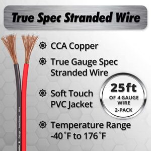 InstallGear 8 Gauge Wire (50ft) Copper Clad Aluminum CAA - Primary Automotive Wire, Car Amplifier Power & Ground Cable, Battery Cable, Car Audio Speaker Stereo, RV Trailer Wiring Welding Cable 8ga