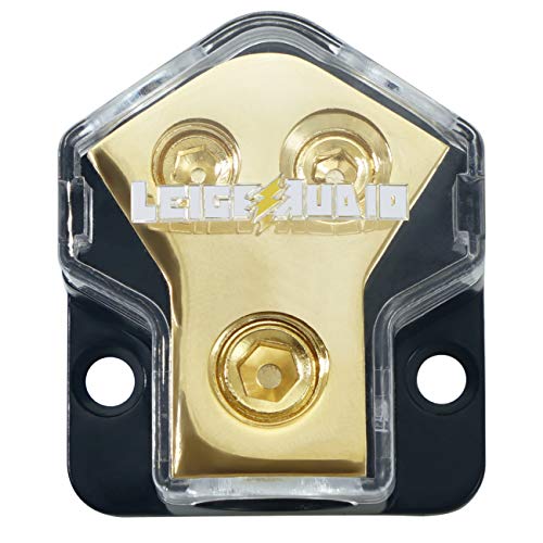 LEIGESAUDIO 0/2/4 Gauge in 4/8 Gauge Out 2 Way Amp Copper Power Distribution Block for Car Audio Splitter (1PACK)