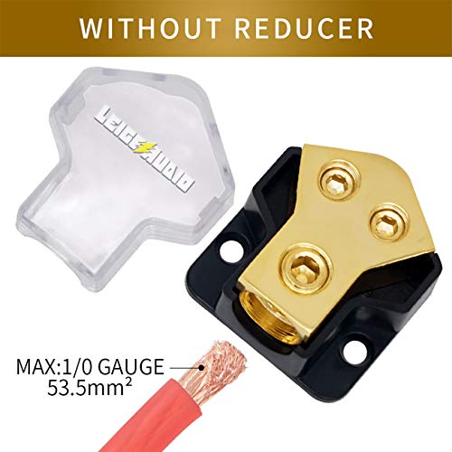 LEIGESAUDIO 0/2/4 Gauge in 4/8 Gauge Out 2 Way Amp Copper Power Distribution Block for Car Audio Splitter (1PACK)