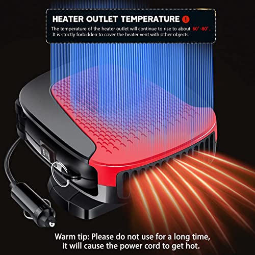 Car Heater, Portable Car Heater 12V 150W Car Windshield Defogger Fast Heating & Cooling Fan 2 in 1 Modes Fast Demisting Defroster for Cars SUV Truck and Trailer (Gray)