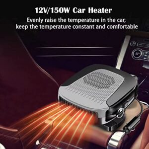 Car Heater, Portable Car Heater 12V 150W Car Windshield Defogger Fast Heating & Cooling Fan 2 in 1 Modes Fast Demisting Defroster for Cars SUV Truck and Trailer (Gray)