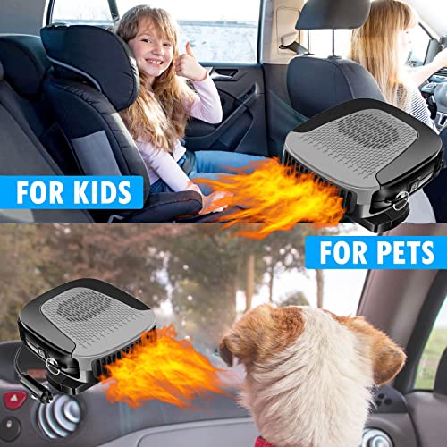 Car Heater, Portable Car Heater 12V 150W Car Windshield Defogger Fast Heating & Cooling Fan 2 in 1 Modes Fast Demisting Defroster for Cars SUV Truck and Trailer (Gray)