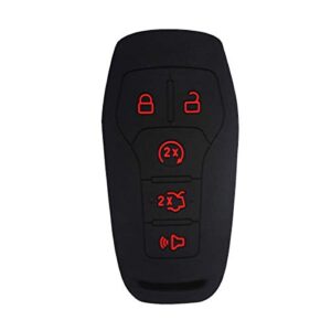 btsmone silicone key fob cover case skin jacket for ford f-150 lincoln fusion mkz mustang mkc 5 buttons smart key black