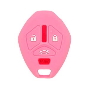 segaden silicone cover protector case holder skin jacket compatible with mitsubishi 4 button remote key fob cv4522 pink