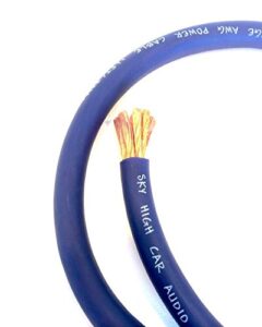 5 ft cca 1/0 gauge oversized blue power ground wire sky high car audio