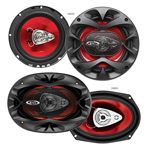 BOSS Audio Systems CH6530 Car Speakers - 300 Watts of Power Per Pair and 150 Watts Each, 6.5 Inch, Full Range, 3 Way, Sold in Pairs + CH6930 Car Speakers - 400 Watts of Power Per Pair, 200 Watts Each,