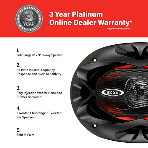 BOSS Audio Systems CH6530 Car Speakers - 300 Watts of Power Per Pair and 150 Watts Each, 6.5 Inch, Full Range, 3 Way, Sold in Pairs + CH6930 Car Speakers - 400 Watts of Power Per Pair, 200 Watts Each,