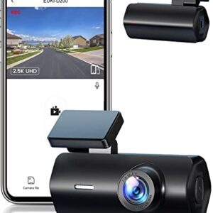 Car Camera 2.5K UHD Dash Cam, WiFi Dash Camera for Cars, Front Dashcam for Cars with Super Night Vision, WDR, 170°Wide Angle, Loop Recording, G-Sensor, 24 Hours Parking Monitor, APP, Support 128GB Max