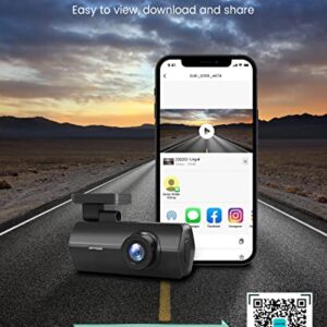 Car Camera 2.5K UHD Dash Cam, WiFi Dash Camera for Cars, Front Dashcam for Cars with Super Night Vision, WDR, 170°Wide Angle, Loop Recording, G-Sensor, 24 Hours Parking Monitor, APP, Support 128GB Max