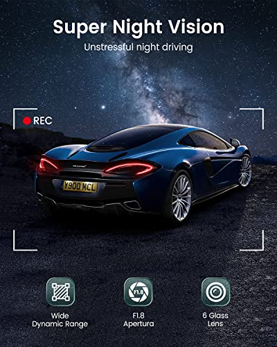 Car Camera 2.5K UHD Dash Cam, WiFi Dash Camera for Cars, Front Dashcam for Cars with Super Night Vision, WDR, 170°Wide Angle, Loop Recording, G-Sensor, 24 Hours Parking Monitor, APP, Support 128GB Max