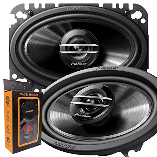 Pair of Pioneer TS-G4620S 400W Max (60W Rms) 4" X 6" G-Series 2-Way Coaxial Car Speakers - 2 Speakers + Gravity Magnet Phone Holder