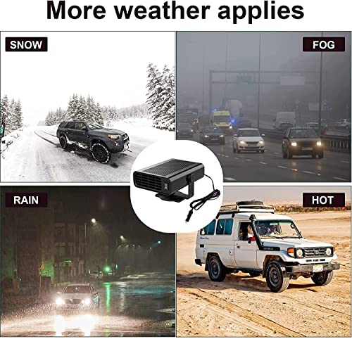 Car Heater, 12V Heater 150W Portable Car Heater Windshield Defroster Fast Heating 2 in 1 Heating Fan/Cooling Fan Winter Electronic Demister Plus in Cigarette Lighter