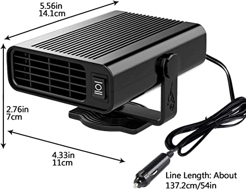 Car Heater, 12V Heater 150W Portable Car Heater Windshield Defroster Fast Heating 2 in 1 Heating Fan/Cooling Fan Winter Electronic Demister Plus in Cigarette Lighter