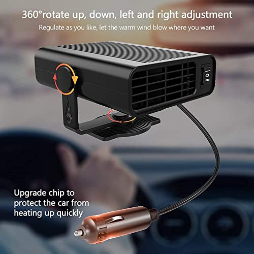 Car Heater, 12V Heater 150W Portable Car Heater Windshield Defroster Fast Heating 2 in 1 Heating Fan/Cooling Fan Winter Electronic Demister Plus in Cigarette Lighter