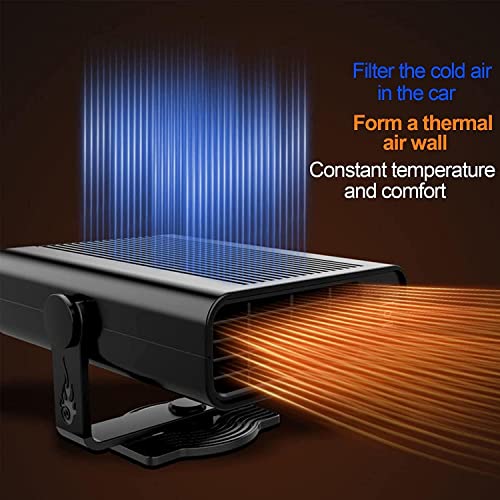 Car Heater, 12V Heater 150W Portable Car Heater Windshield Defroster Fast Heating 2 in 1 Heating Fan/Cooling Fan Winter Electronic Demister Plus in Cigarette Lighter