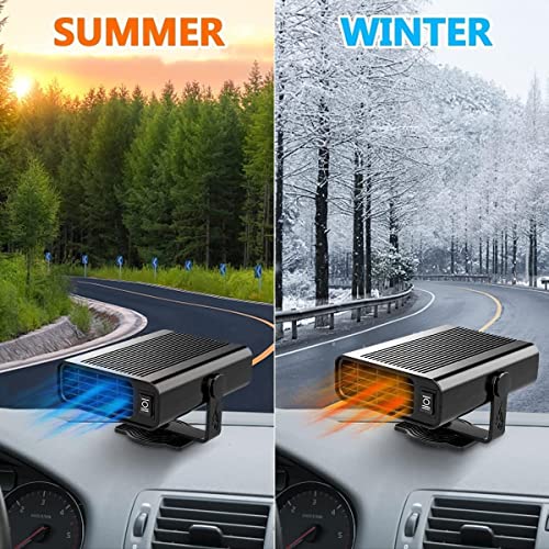 Car Heater, 12V Heater 150W Portable Car Heater Windshield Defroster Fast Heating 2 in 1 Heating Fan/Cooling Fan Winter Electronic Demister Plus in Cigarette Lighter