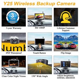 Yakry Wireless Backup Camera Trucks Cars HD 1080P 5 Inch Monitor Bluetooth License Plate 2 Channels System for Vans Small RVs Signal Easy Installation Y25