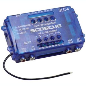 scosche slc4 car stereo speaker 4-channel audio lineout converter/oem amplifier adapter with adjustable level controls