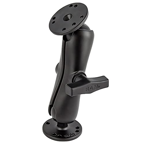 RAM Mounts Double Ball Mount with Two Round Plates RAM-101U with Medium Arm for Drill-down Mounting