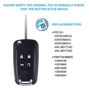 1 Replaceable keyless Entry Remote Key Control flip fit 2011-2016 Chevy Cruze 2010-2017 Chevy Equinox Camaro Malibu Replacement for FCCID: OHT01060512