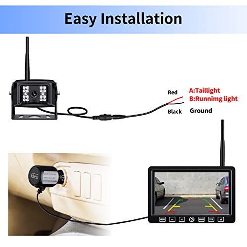 ZEROXCLUB Wireless Backup Camera with 7 Inch DVR Quad Split Monitor for RV Trailer Truck, Digital Signal HD 1080P Wireless Rear Side View 3 Cameras Back Up System w/Recording 18 IR Night Vision (B3C)