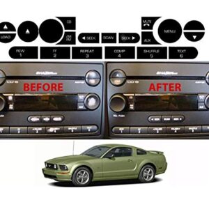 Decal USA brand FITS; 2005 2006 Ford Mustang 4.6 GT Shaker 500 & Convertible Replacement Radio Button Stickers Decals New USA CD Player 6 DISC 6-CD Button Overlay Kit